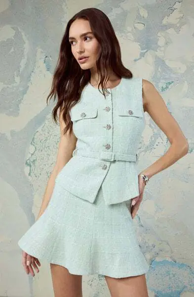 Astr The Label Kiona Sparkly Tweed A-line Mini Skirt