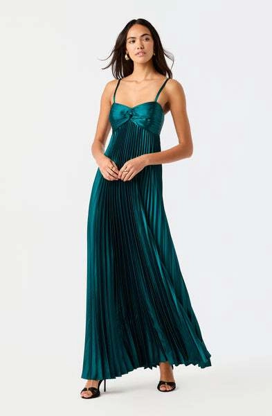 Astr The Label Plissé Strapless Maxi Gown - Emerald