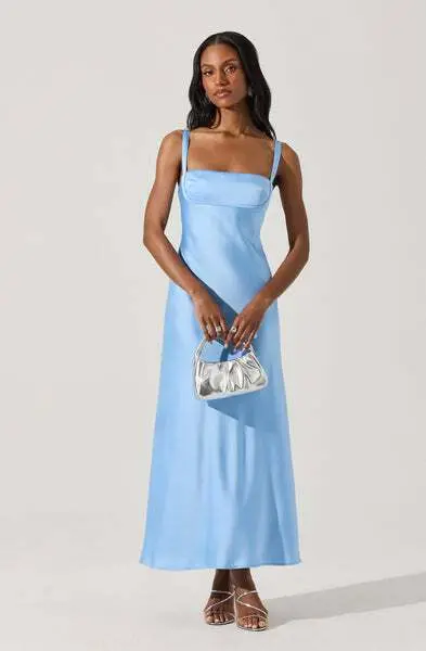 Astr The Label Stacie Satin Maxi Dress - Blue