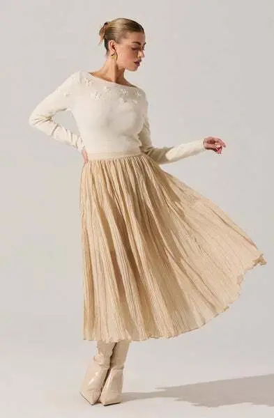 Astr The Label Salome Pleated Midi Skirt