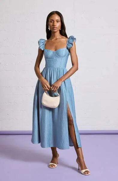 Astr The Label Wedelia Bustier Midi Dress - Blue