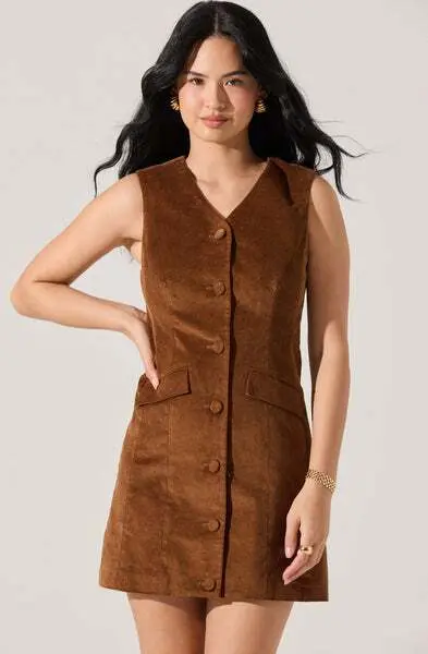 Astr The Label Gisselle Corduroy Mini Dress