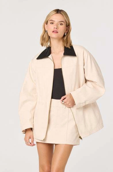 Astr The Label Collins Quilted Puffer-lined Denim Jacket - Eggshell