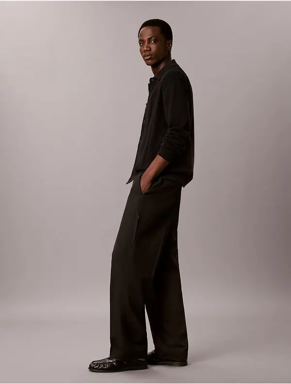 Calvin Klein Cotton Stitch Button-front Sweater With Flat Knit Collar
