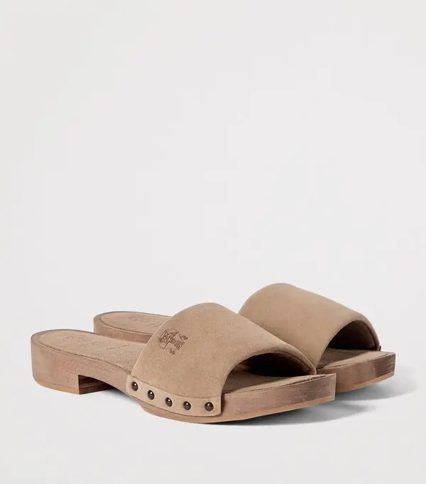Brunello Cucinelli Suede Clog Sandals