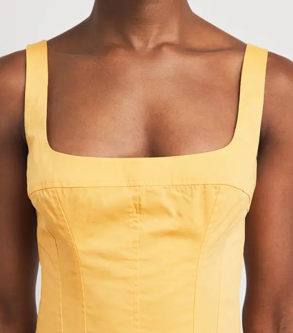 Simkhai Hally Cotton Poplin Bubble Hem Midi Dress - Yellow