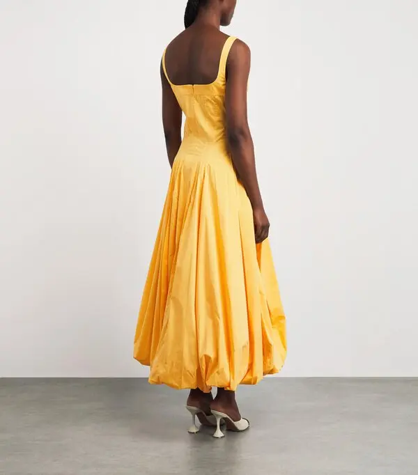 Simkhai Hally Cotton Poplin Bubble Hem Midi Dress - Yellow