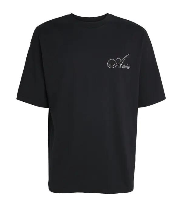 Amiri Cotton Crystal Logo T-shirt