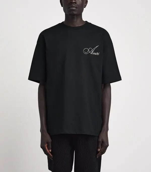 Amiri Cotton Crystal Logo T-shirt