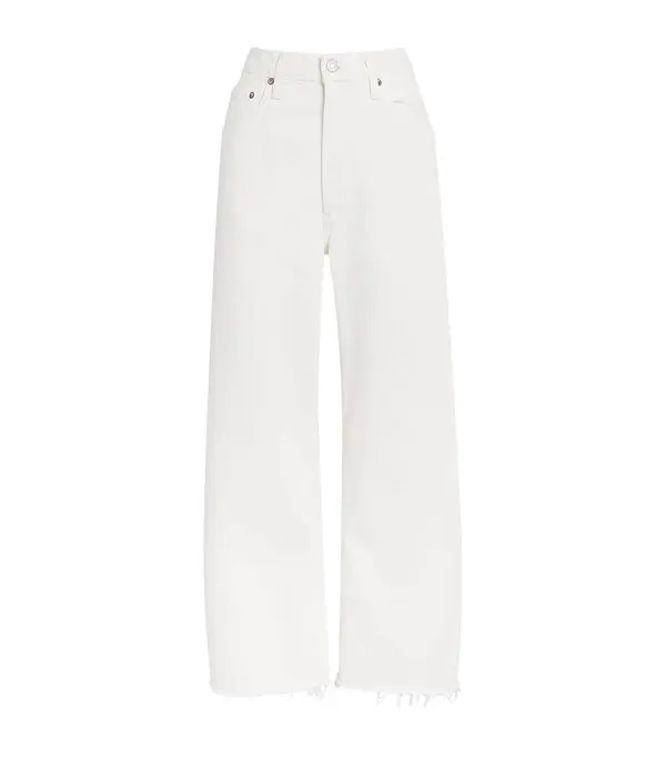 AGOLDE Low Curve Frayed Hem Jeans - White