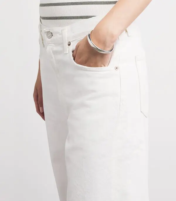 AGOLDE Low Curve Frayed Hem Jeans - White