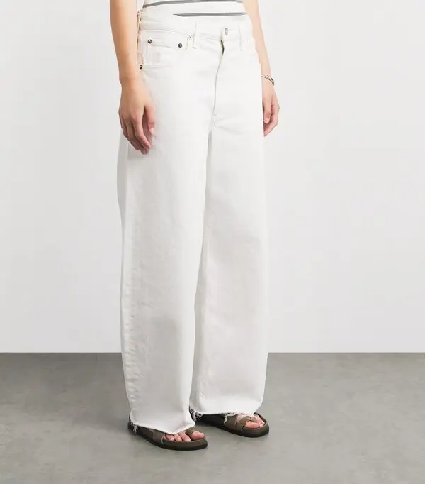 AGOLDE Low Curve Frayed Hem Jeans - White