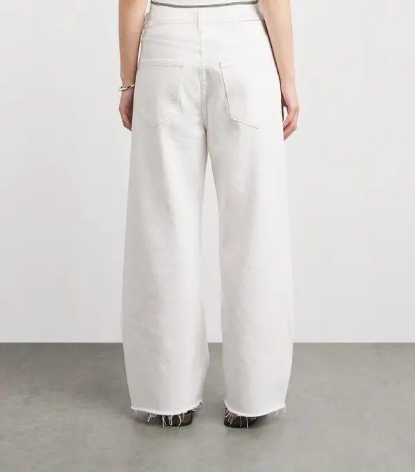 AGOLDE Low Curve Frayed Hem Jeans - White