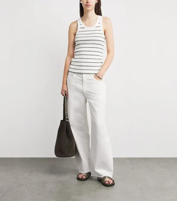 AGOLDE Low Curve Frayed Hem Jeans - White