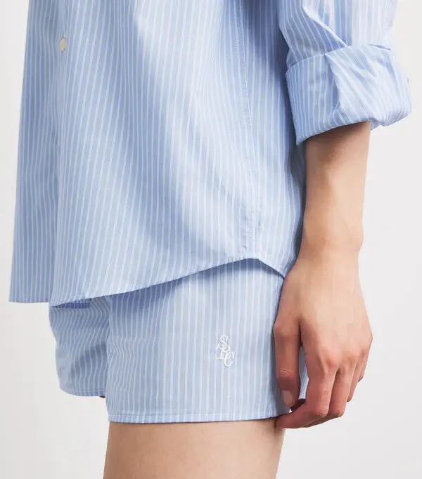 SPORTY & RICH Cotton Mini Boxer Shorts With Stripes And Embroidery