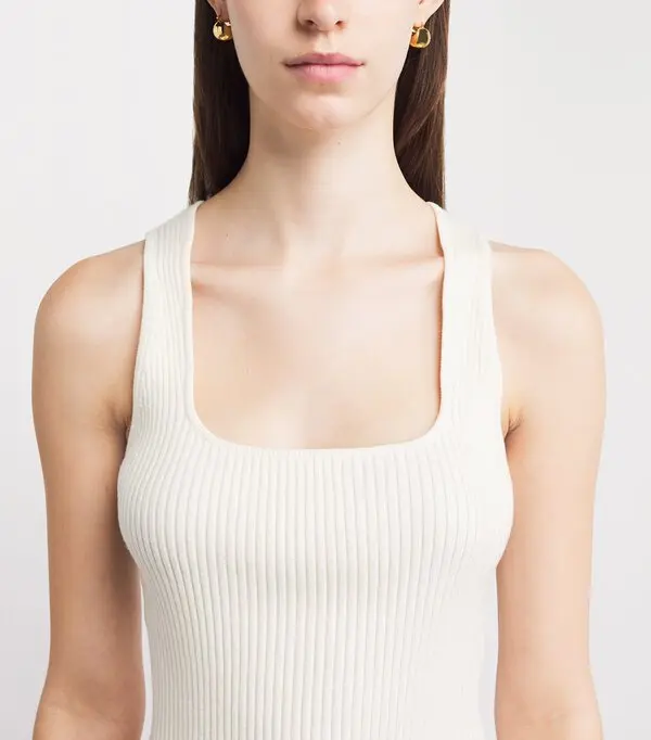 Paige Bronwyn Ribbed Tank Top With Ruffled Hem - Ivory