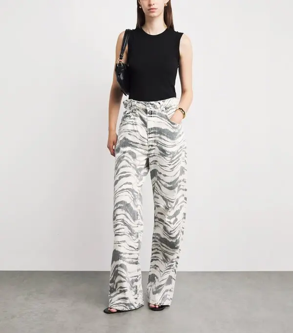 AGOLDE Printed Lyonne Wide-leg Jeans - Grey
