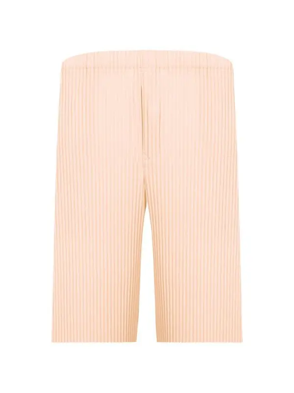 Issey Miyake Pleated Bermuda Shorts - Beige