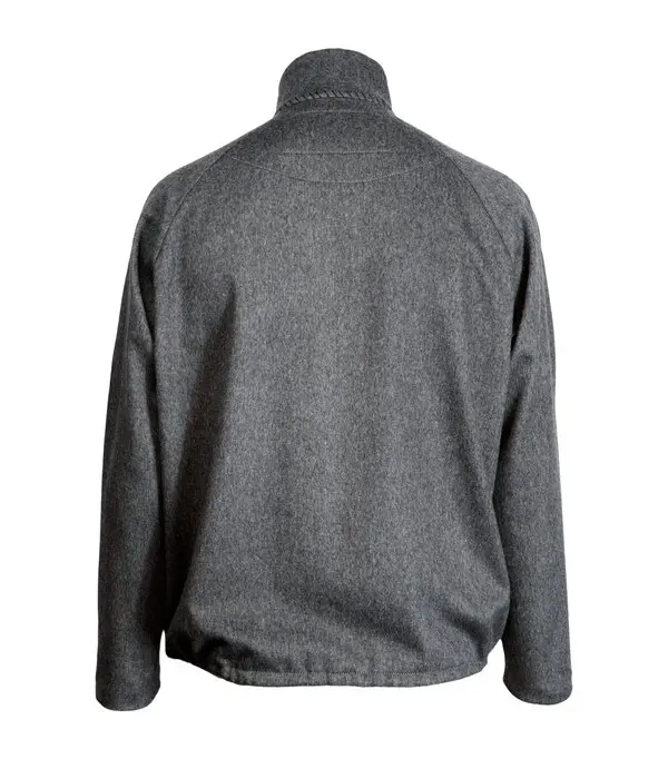 ALAN SCOTT Cashmere Blend Zip-up Track Sweater With Leather Pulls