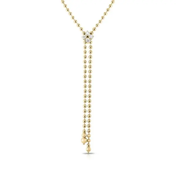 Roberto Coin 18k Yellow Gold Diamond Flower Lariat Necklace - Yg