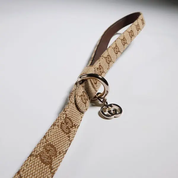 Gucci Gg Canvas Pet Leash With Interlocking G Charm