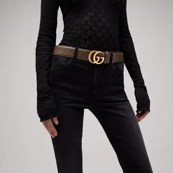 Gucci Gg Marmont Wide Belt - Brown