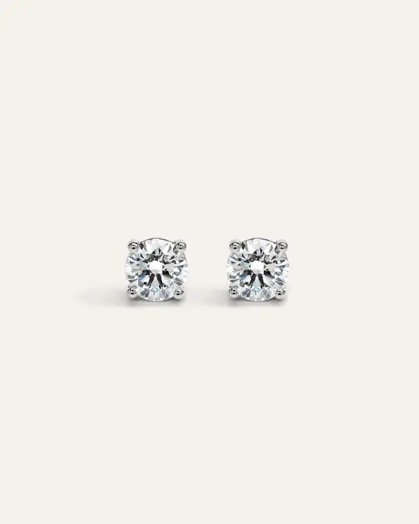 Quince 14k Gold Lab Grown Diamond Four-prong Solitaire Studs 2ctw - White Gold