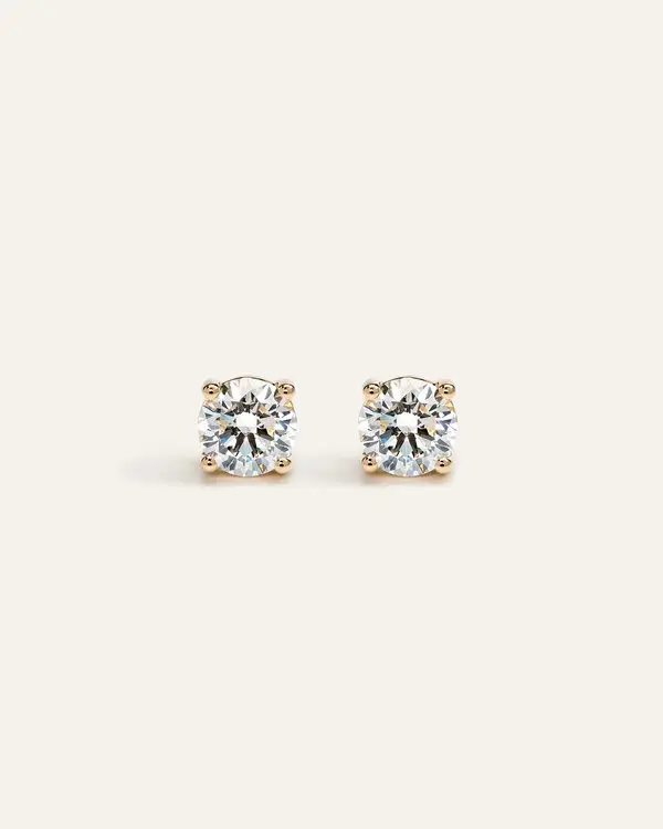 Quince 14k Gold Lab Grown Diamond Four-prong Solitaire Studs 2ctw - Yellow Gold