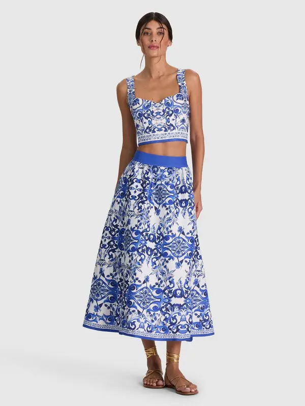Alice + Olivia Miriam Linen Sweetheart Top - Solstice