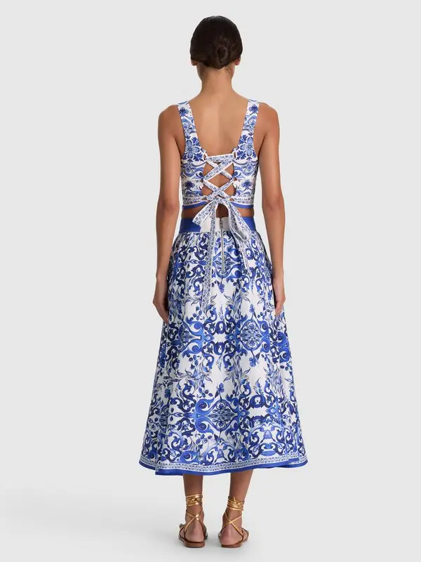 Alice + Olivia Miriam Linen Sweetheart Top - Solstice