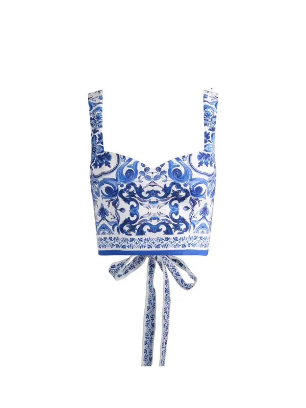 Alice + Olivia Miriam Linen Sweetheart Top - Solstice