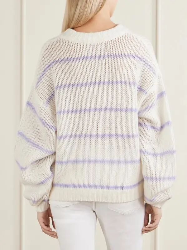 LISA YANG Sabelle Striped Knitted Wool And Silk-blend Sweater