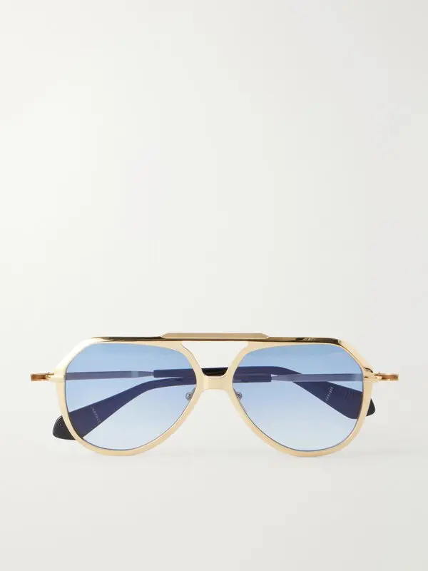JACQUES MARIE MAGE Loulou De La Falaise Aviator-style Titanium Sunglasses - Gold