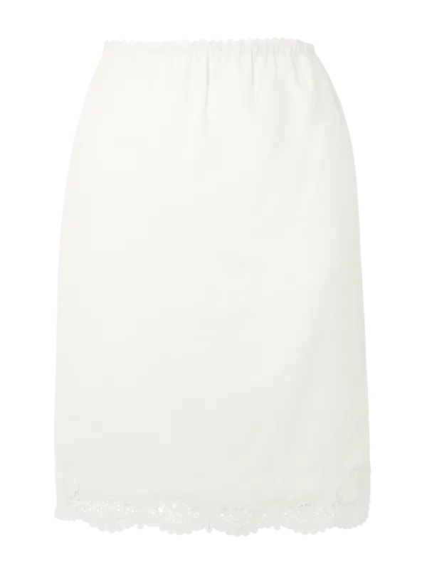 Posse Darya Lace-trimmed Midi Skirt - Neutrals