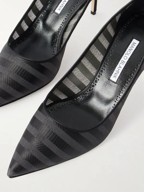 Manolo Blahnik Bb 70 Striped Mesh Pumps
