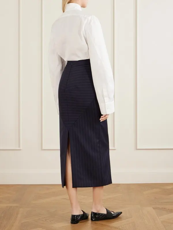 Givenchy Pinstriped Wool Midi Skirt