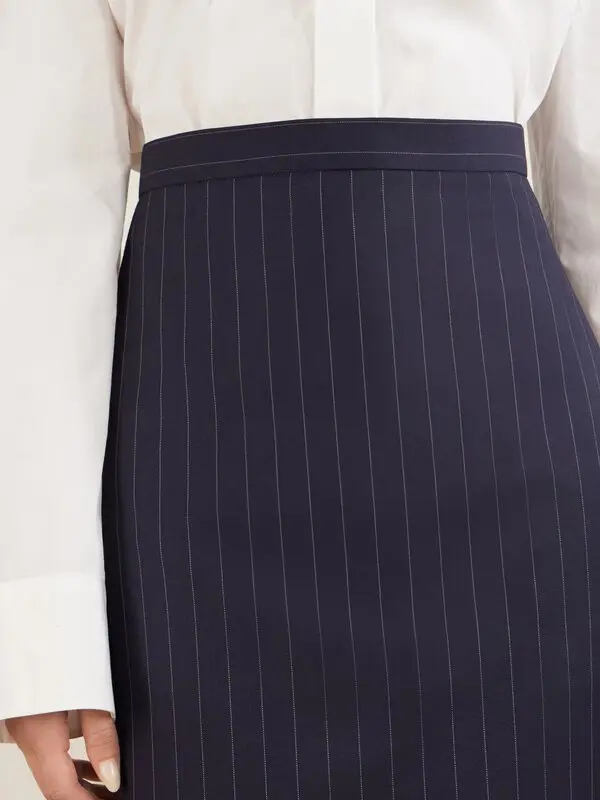 Givenchy Pinstriped Wool Midi Skirt