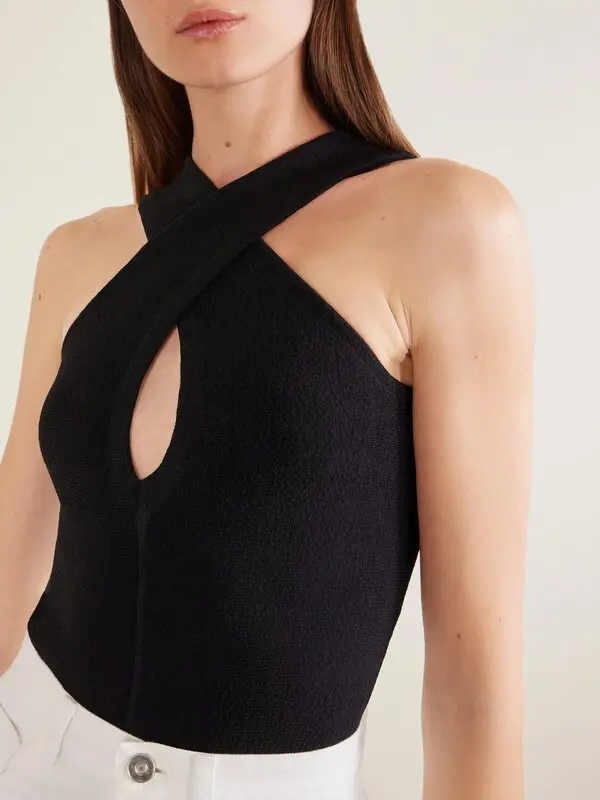 Alaïa Halter Neck Bodysuit With Criss-cross Detail