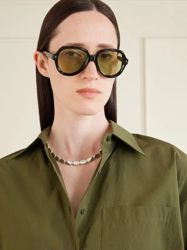 JACQUES MARIE MAGE Louise Aviator-style Acetate Sunglasses - Tortoiseshell