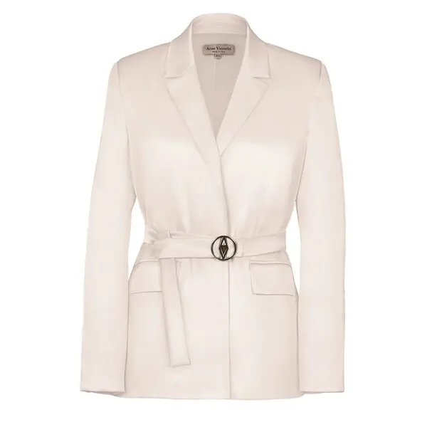 ANSE VICTORIN Claire Silk Cotton Blazer - White