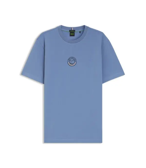 BOSS Stretch-cotton T-shirt With Tennis Artwork