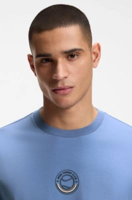 BOSS Stretch-cotton T-shirt With Tennis Artwork