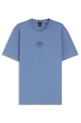 BOSS Stretch-cotton T-shirt With Tennis Artwork