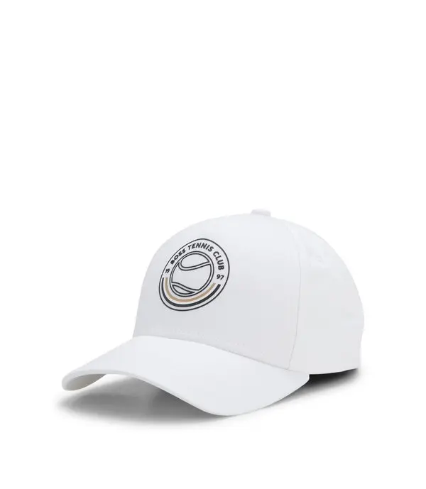 BOSS Cotton Twill Cap With Tennis Artwork - White