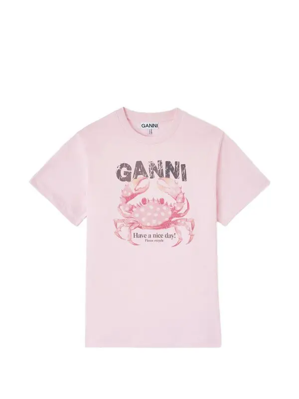 GANNI Printed Cotton T-shirt - Multicolor