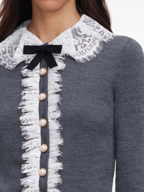 SELF-PORTRAIT Lace Collar Cardigan