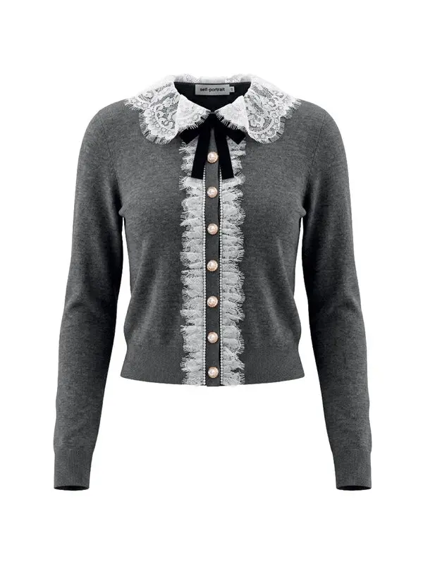 SELF-PORTRAIT Lace Collar Cardigan
