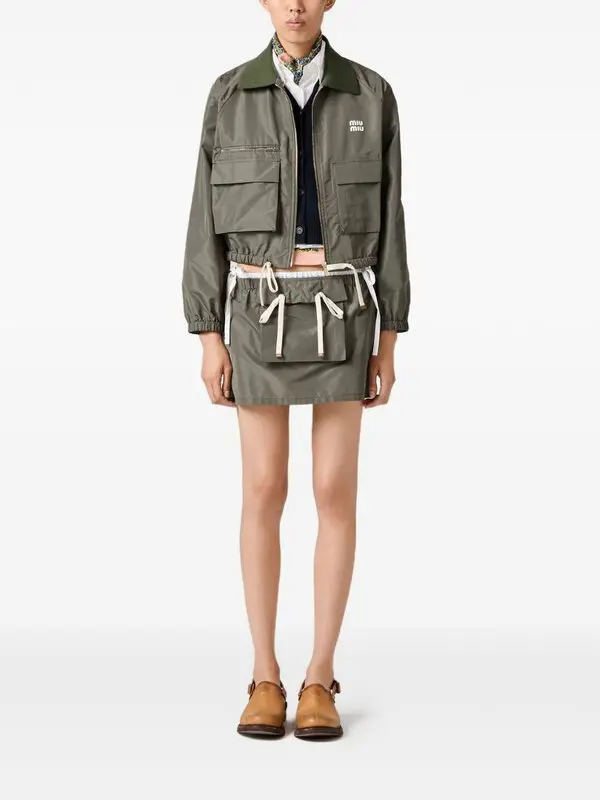 Miu Miu Green Drawstring Waist Jacket - Multicolor