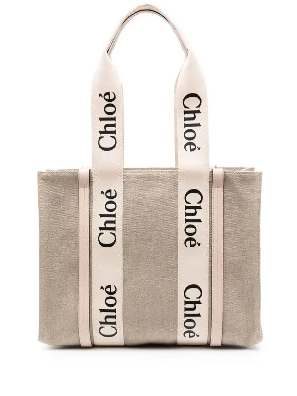 Chloé Woody Medium Linen Tote - Multicolor