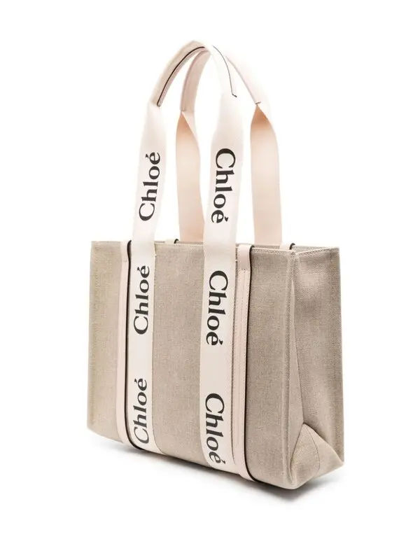 Chloé Woody Medium Linen Tote - Multicolor